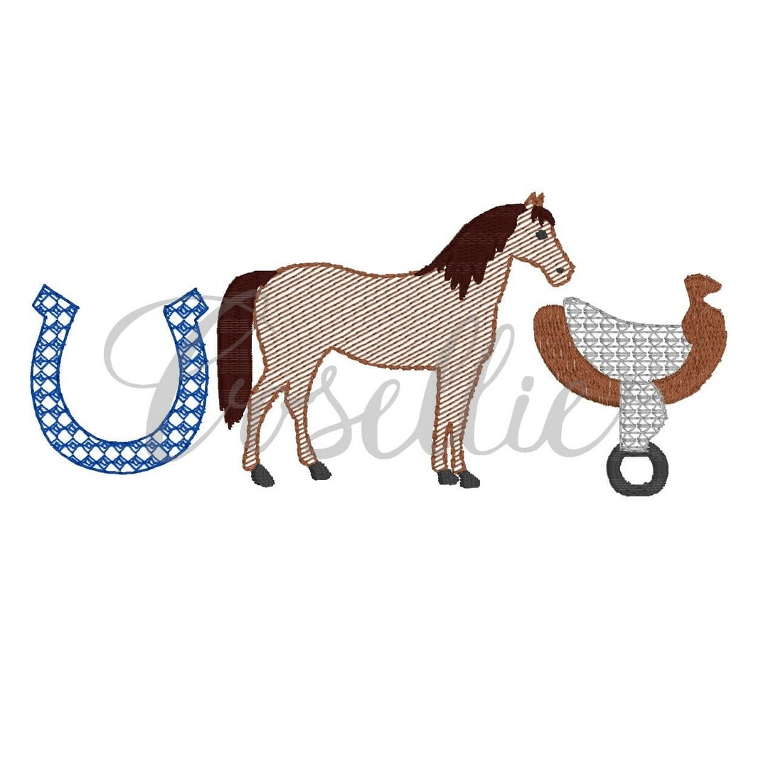 Horse Trio Quick Stitch Embroidery Design, Derby, Horse Embroidery ...
