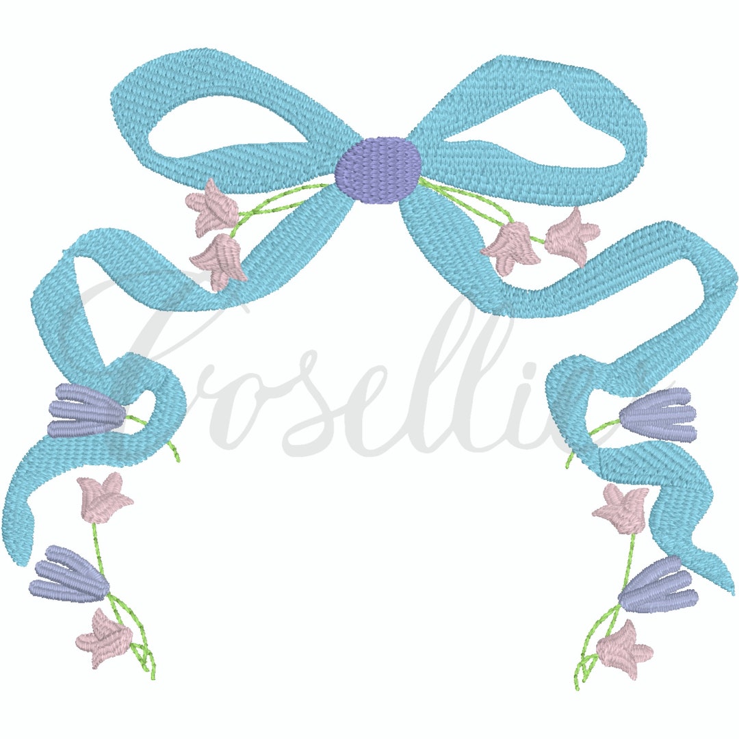 Flowy Floral Bow Embroidery Design, Floral Frame, Bow Embroidery Design ...