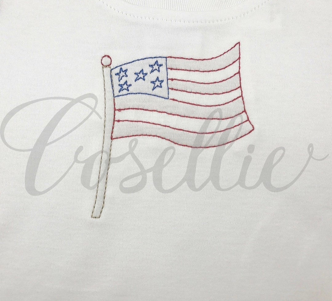 American Flag Shadow Embroidery Design, Shadow Flag, July 4th, Summer ...