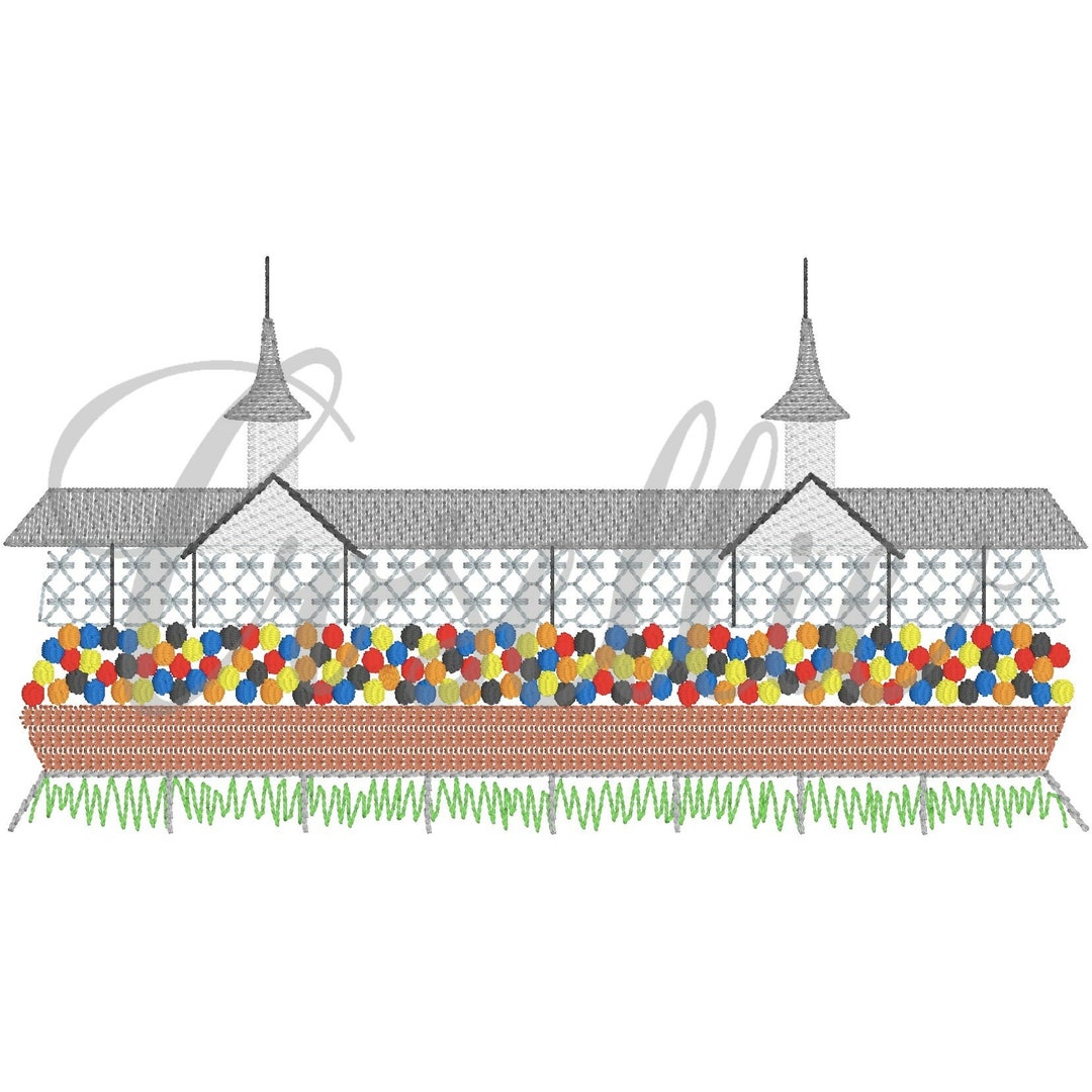 Horse Racing Stands Embroidery Design, Derby, Race Stands, Horse Race ...