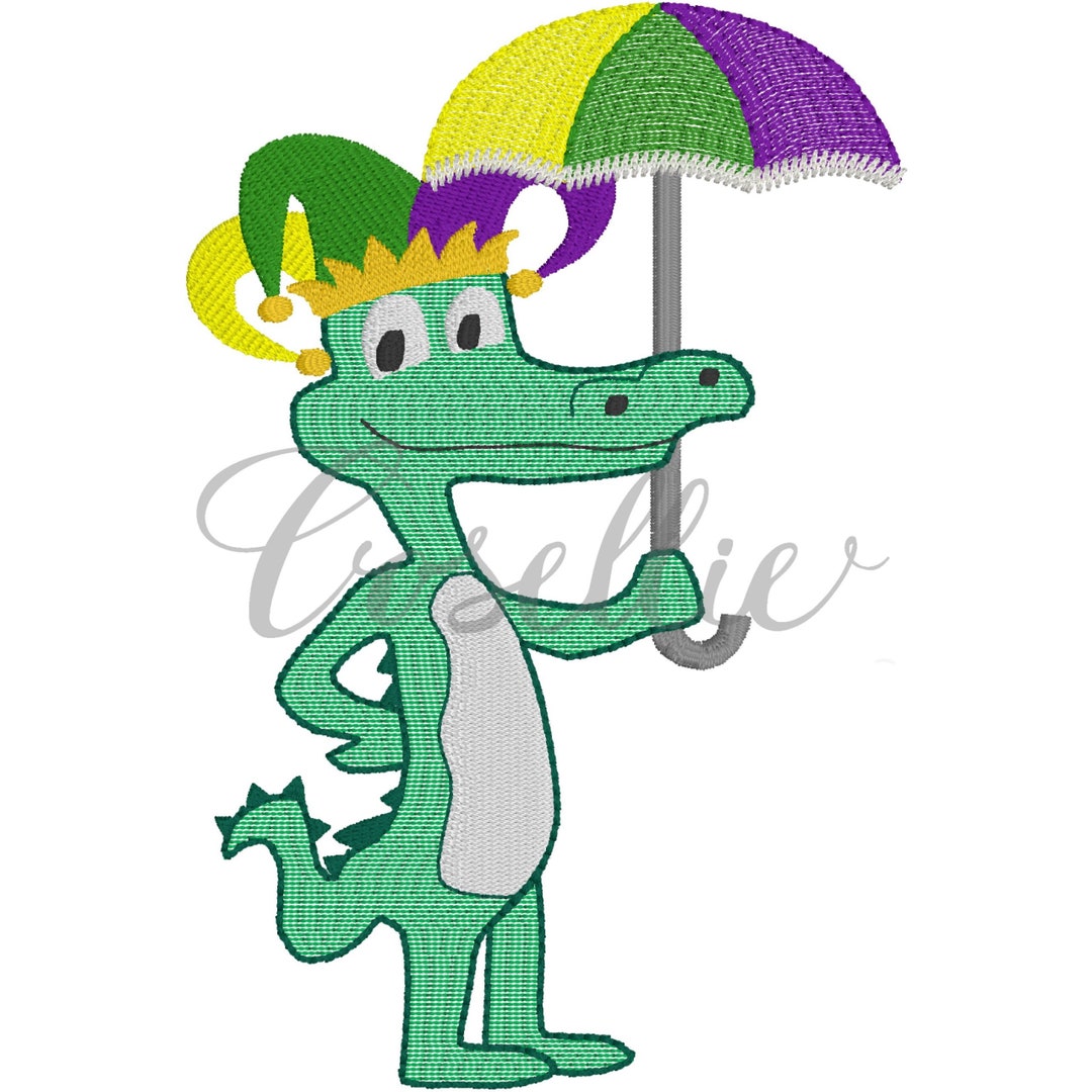 Mardi Gras Gator Embroidery Design - Etsy