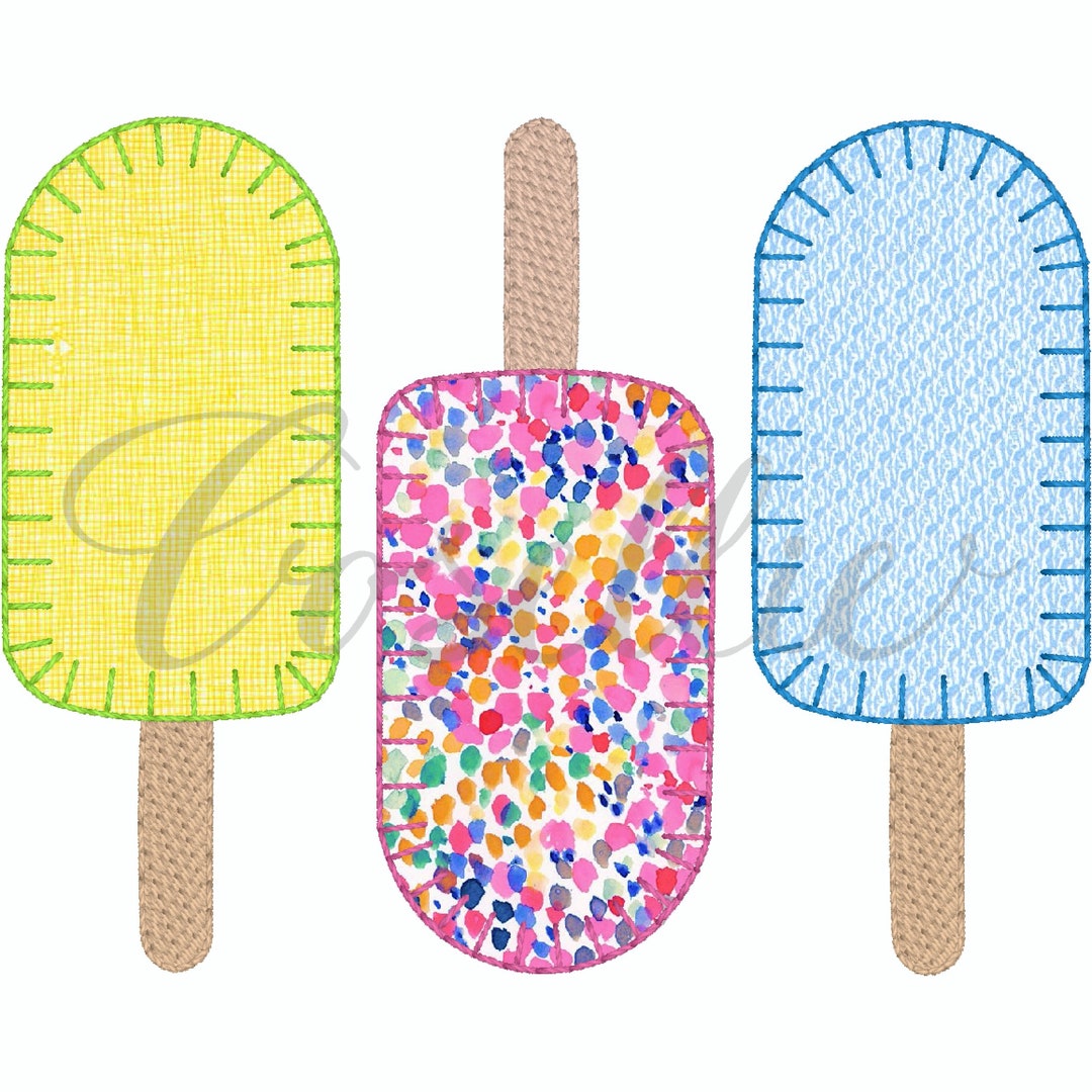 Popsicles Applique Embroidery Design, Popsicles, Ice Cream Embroidery ...