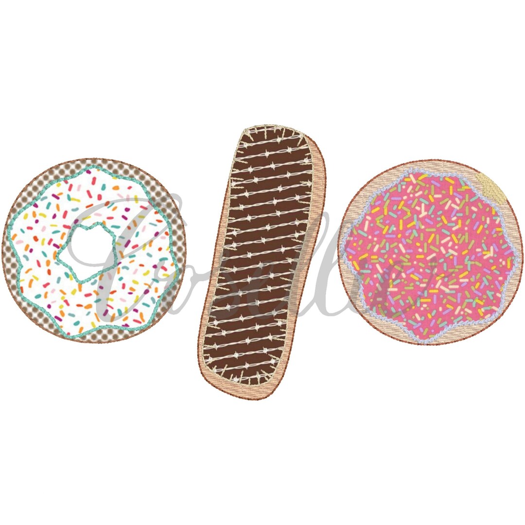 Donuts Applique Embroidery Design, Vintage Donuts, Donut Applique ...