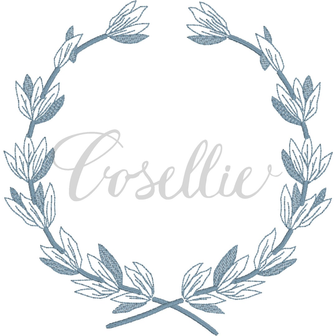Viney Wreath Embroidery Design, Laurel Wreath Frame, Laurel Wreath ...
