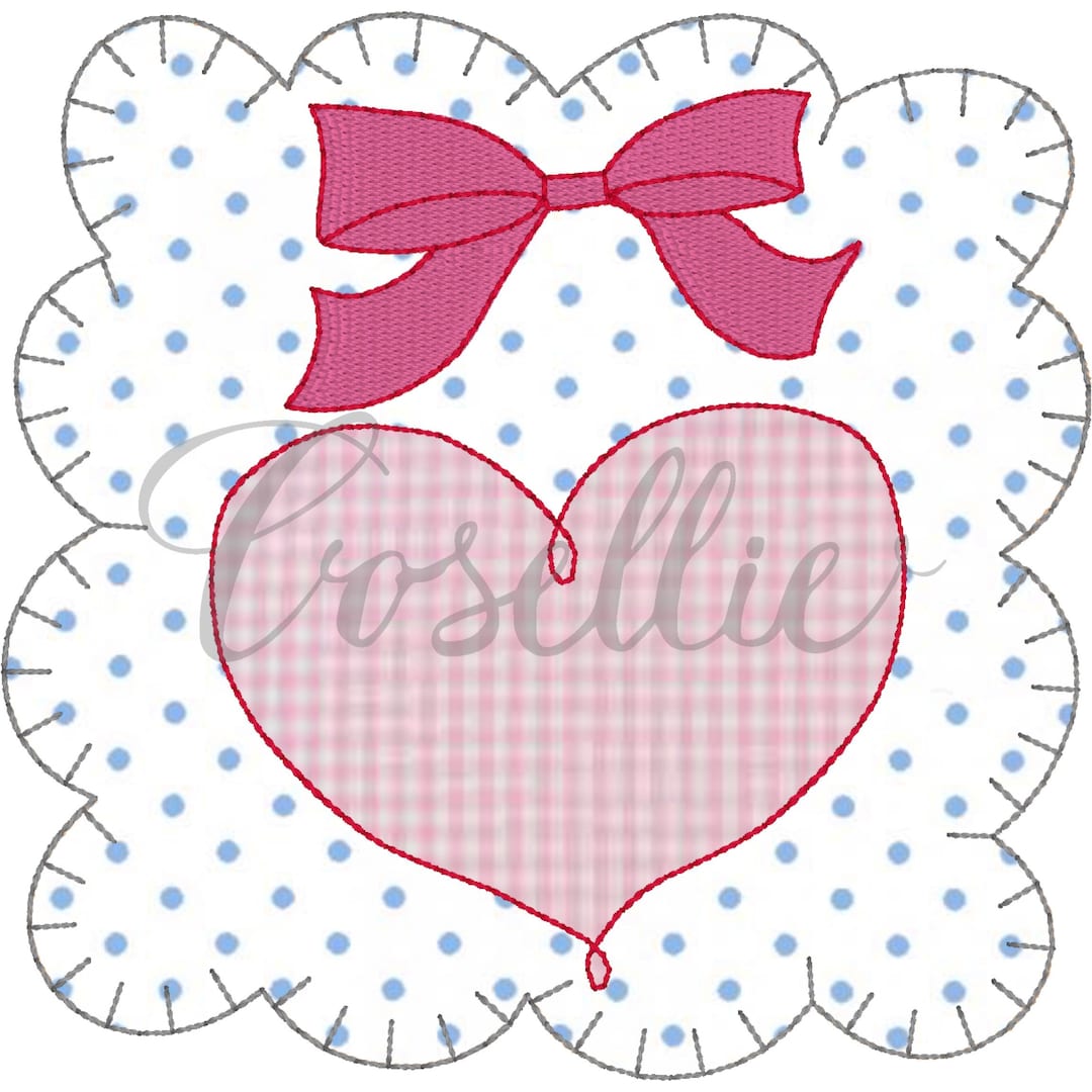 Heart Bow Frame Embroidery Design - Etsy