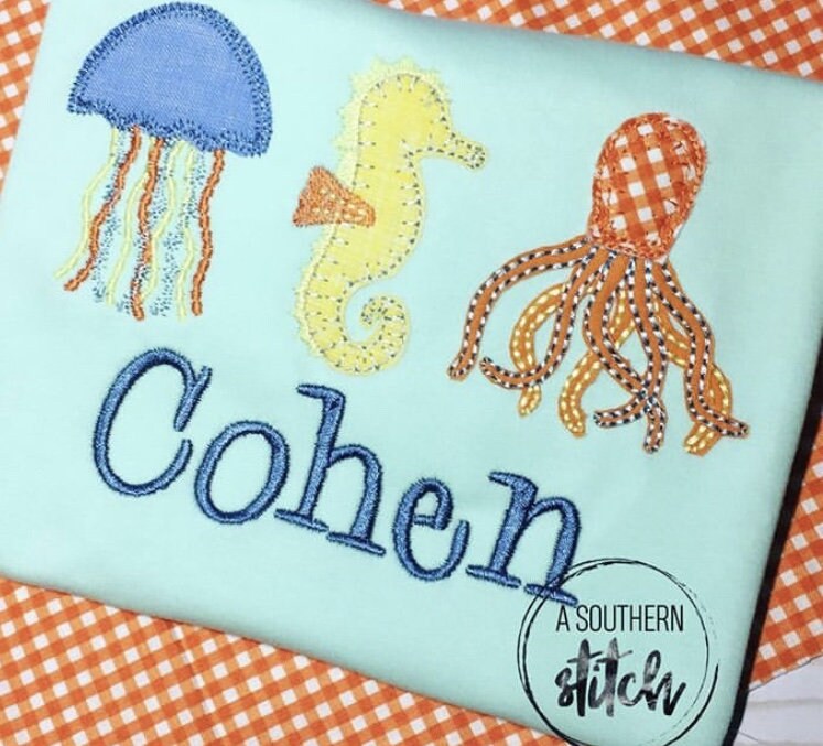 10 Sea Creatures Applique Embroidery Design Sea Animals - Etsy