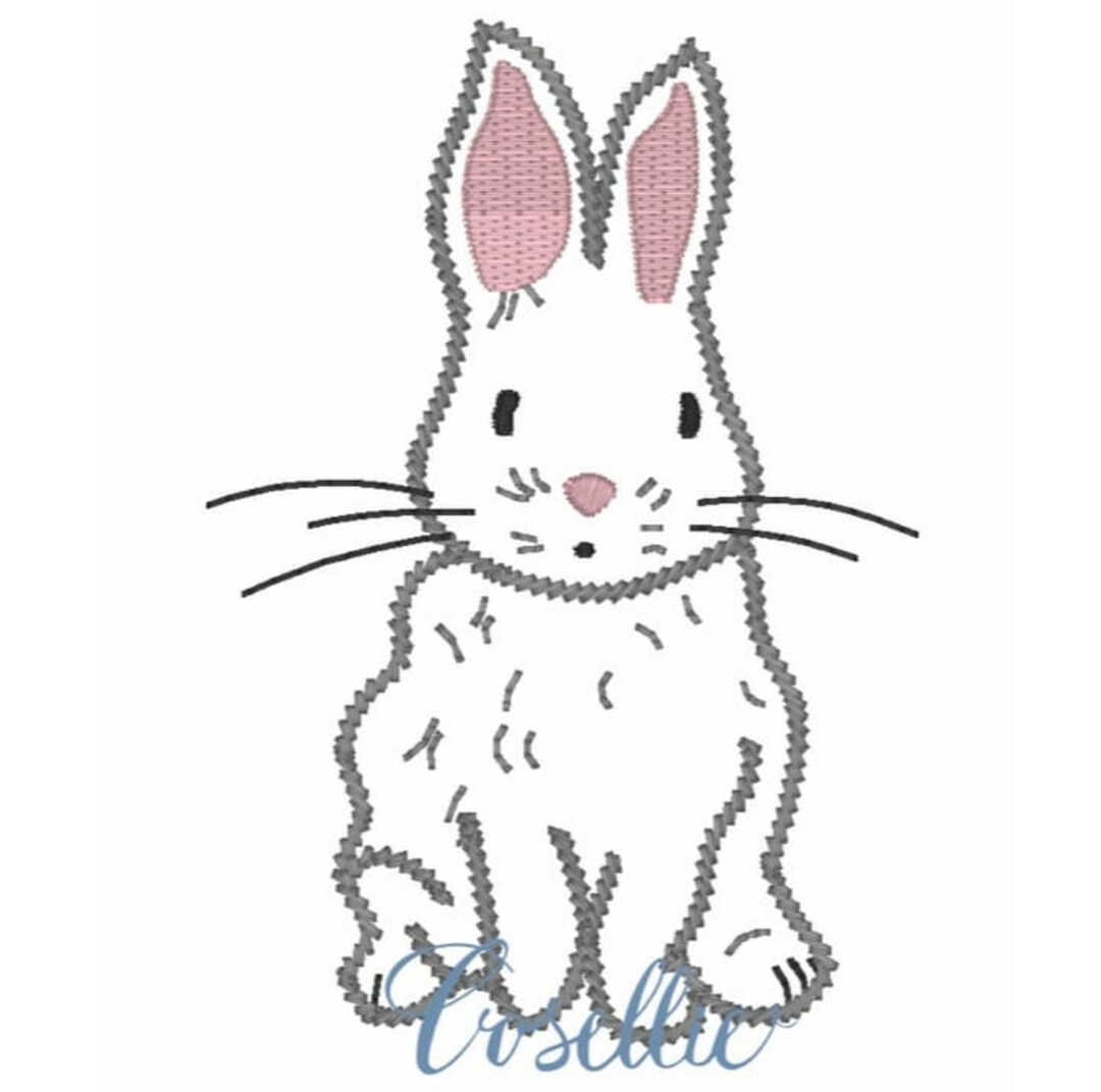 Bunny Outline Embroidery Design, Bunny, Rabbit, Easter, Easter Bunny ...