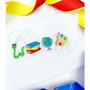 Mini Bookworm Embroidery Design, Books, Crayons, Vintage Crayons, Back ...