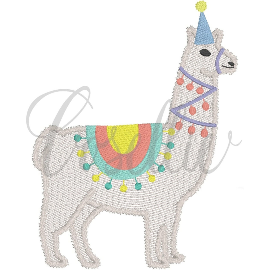 Birthday Llama Fill Embroidery Design, Fiesta, Llama, Llama Birthday ...