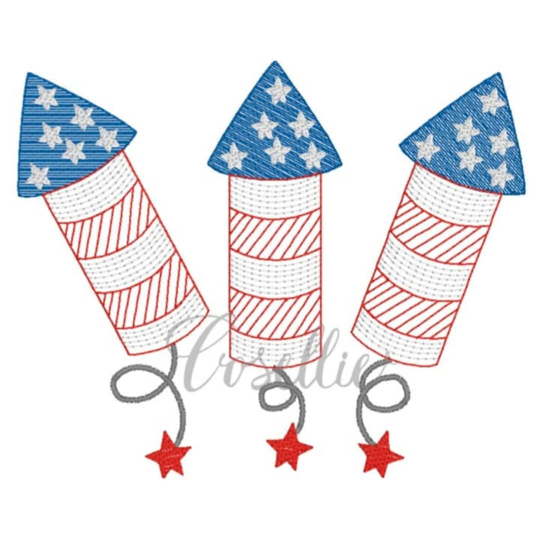 Firecracker Rockets Embroidery Design, Vintage Rockets, Vintage ...