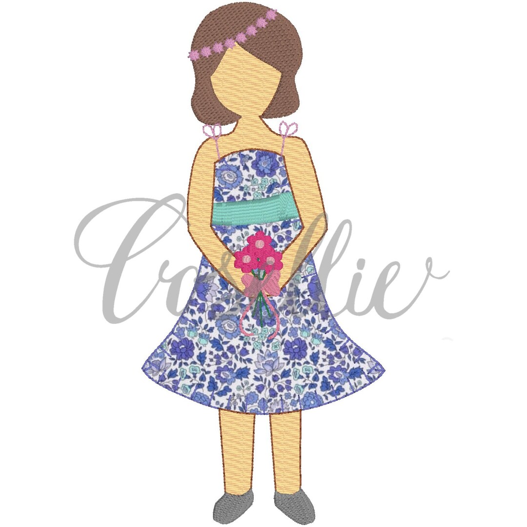 Flower Girl Embroidery Design - Etsy