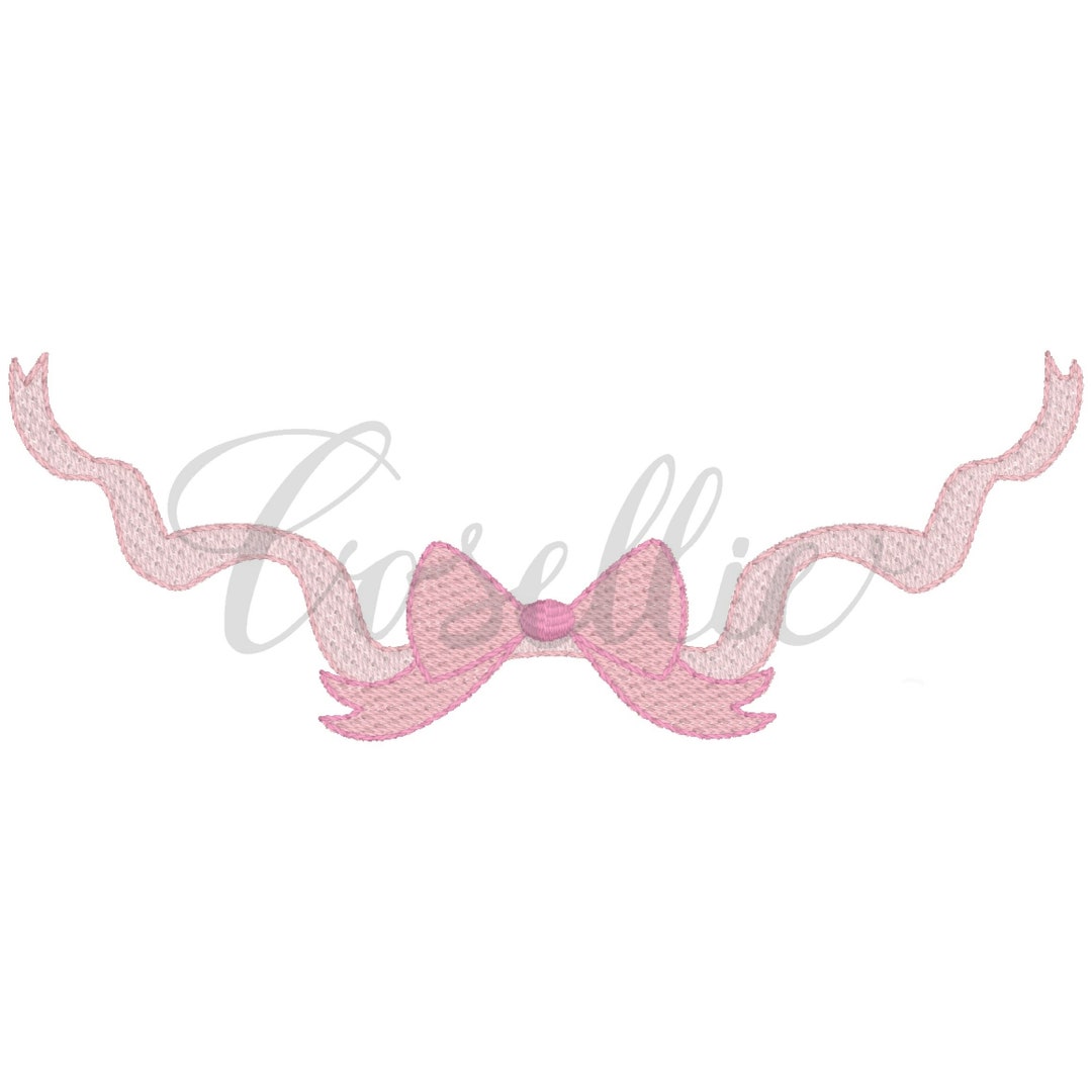Ribbon Bow Embroidery Design, Bow Embroidery Design, Girly Bow, Girl ...