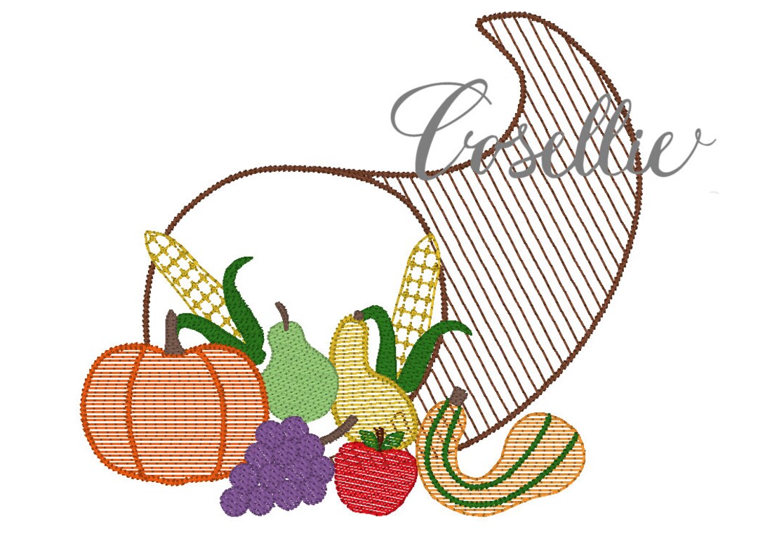 Cornucopia Embroidery Design - Etsy