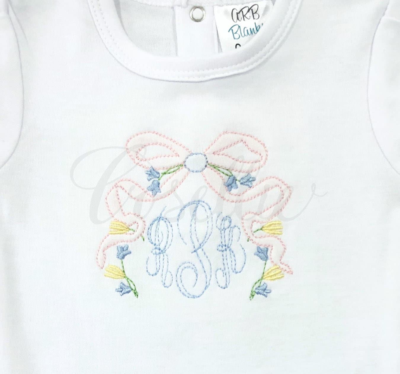 Shadow Bow Embroidery Design, Floral Frame, Bow Embroidery Design ...