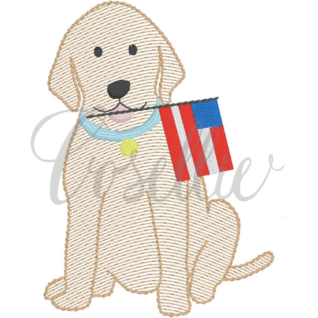 Patriotic Lab Boy Embroidery Design, Lab, Dog, Dog With Flag, American ...