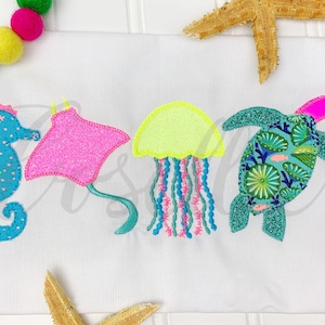 10 Sea Creatures Applique Embroidery Design - Sea Animals Embroidery ...