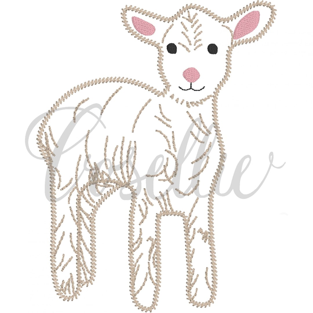 Lamb Outline Embroidery Design, Vintage Lamb, Easter, Easter Lamb ...