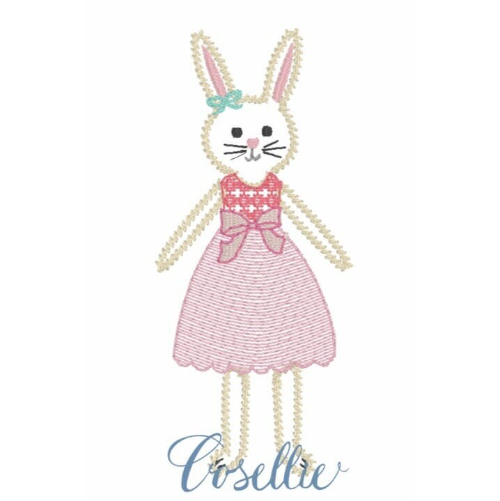 Girl Bunny Embroidery Design Girl Rabbit Easter Easter - Etsy