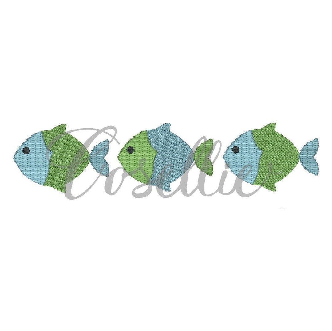 Fish Fill Embroidery Design, Fish Embroidery Design, Beach, Summer ...