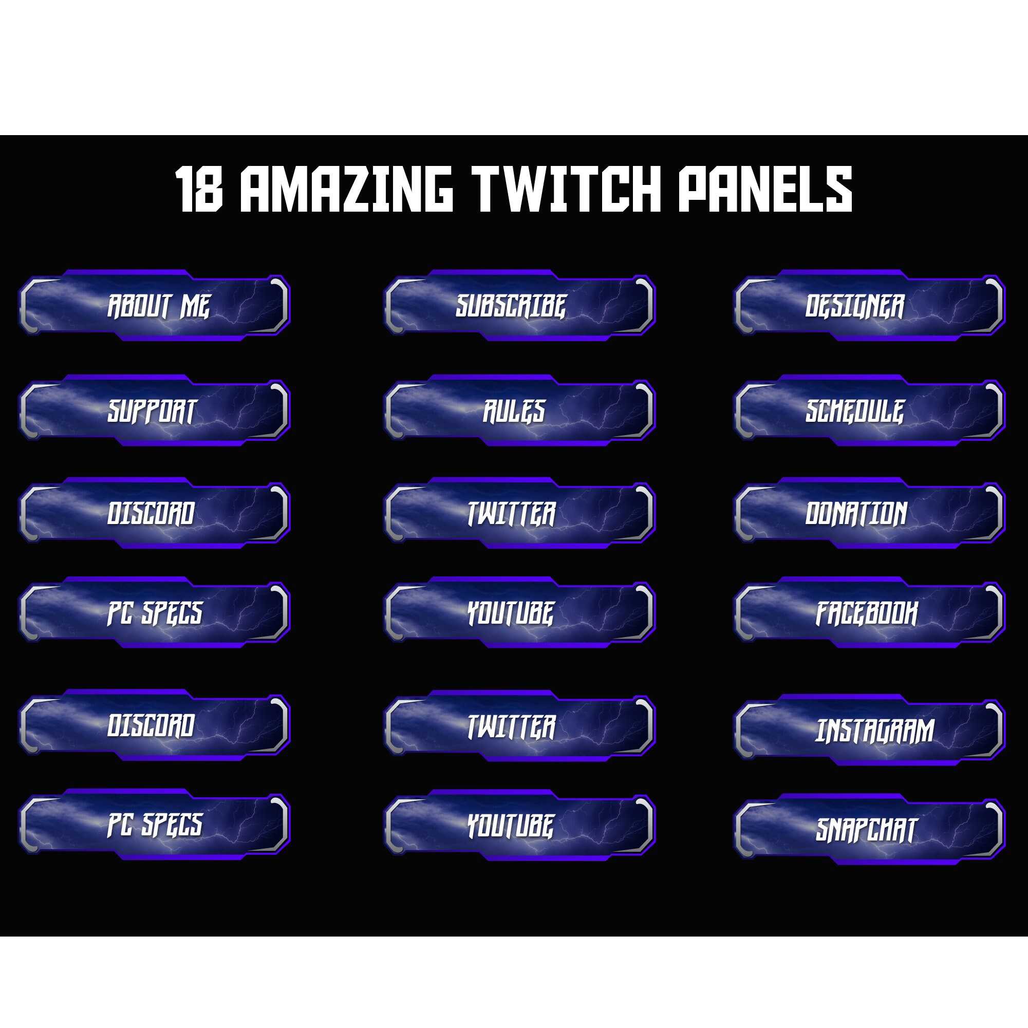 Twitch panel designs in blue colour HD quality and ready to | Etsy