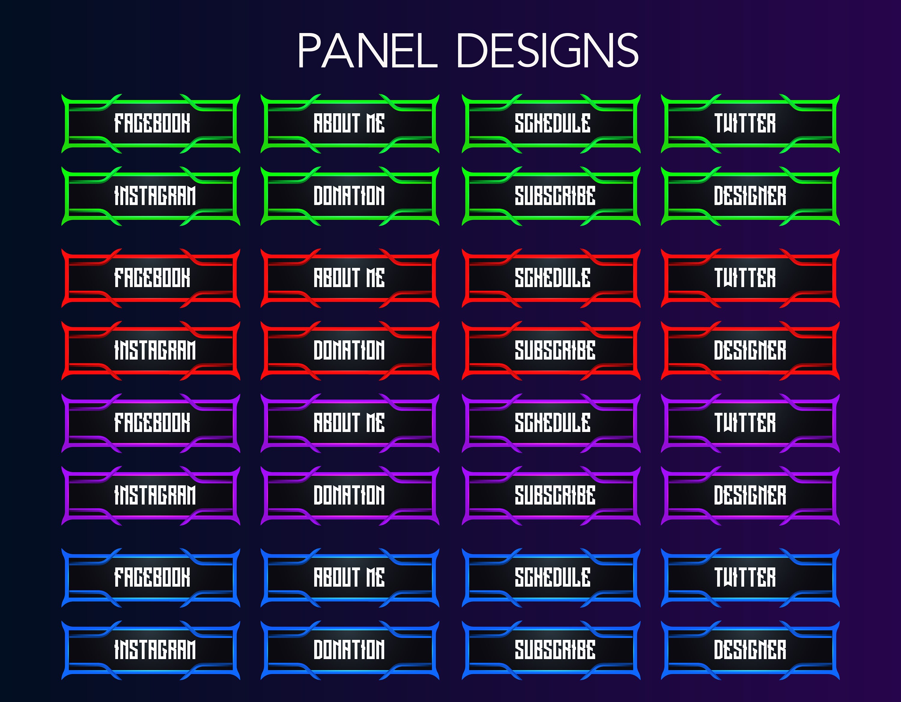 Twitch overlay and twitch layout in 4 different colours | Etsy