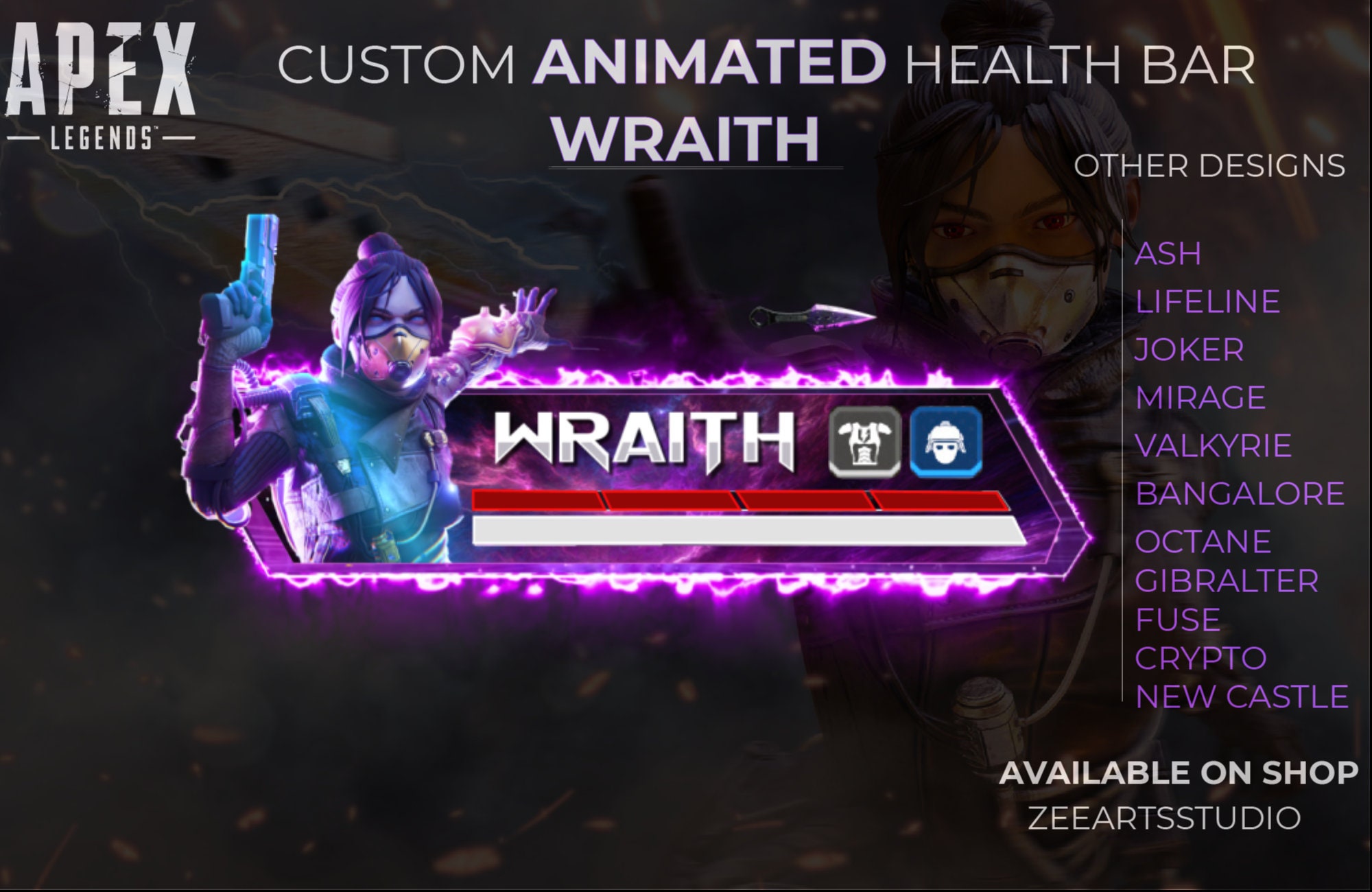 Apex Legends Customizable animated WRAITH Health Bar - Etsy
