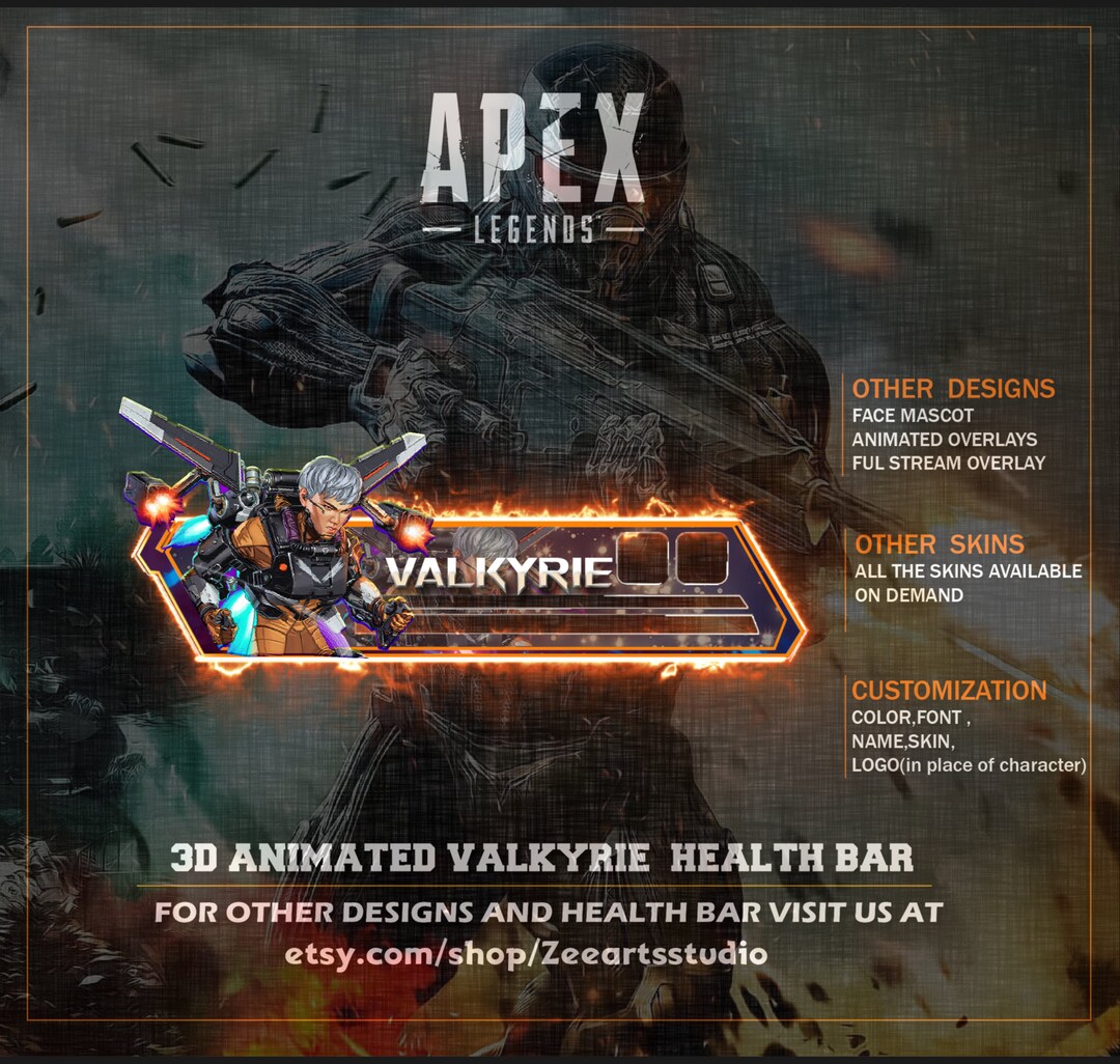 Customizable animated VALKYRIE Apex Legends Custom Health Bar Overlay ...