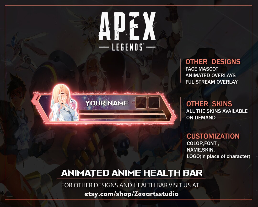 Animated Girl Anime Character, Custom Apex Legends Health Bar Overlay ...