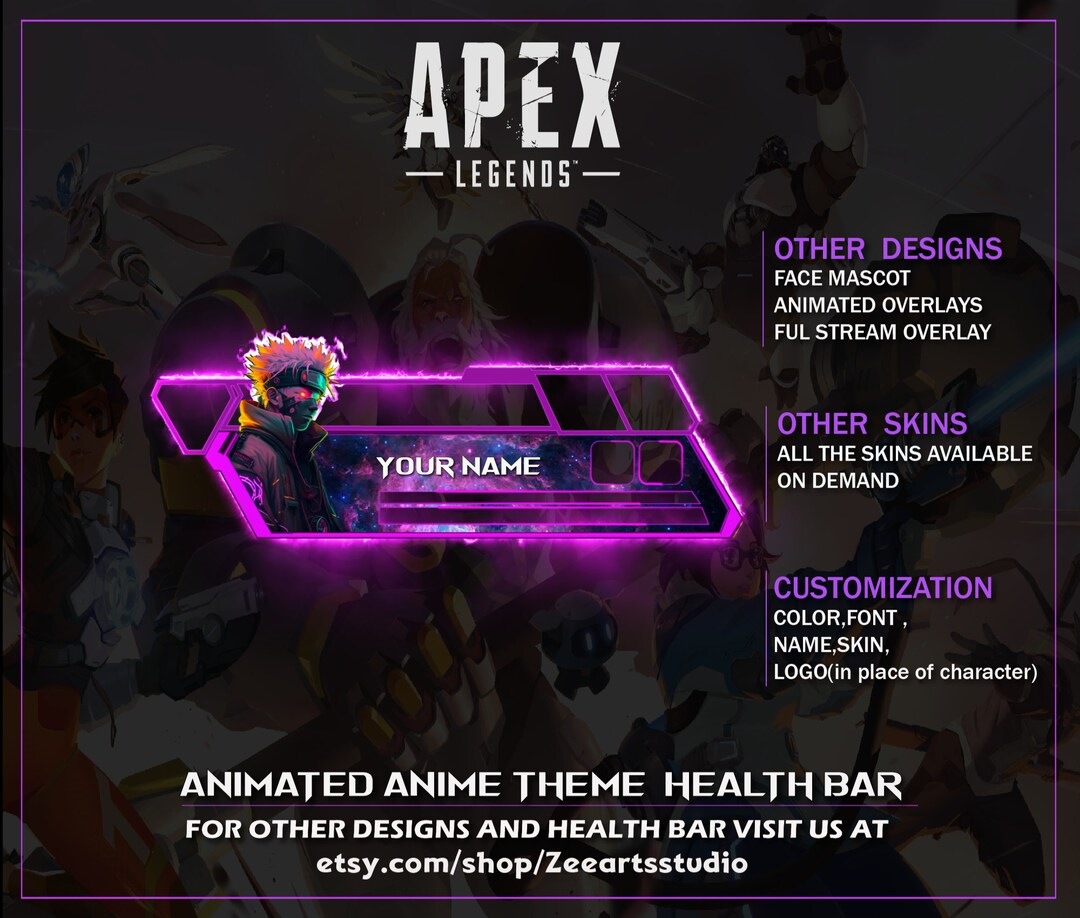 Animated Anime Character, Custom Apex Legends Health Bar Overlay for ...