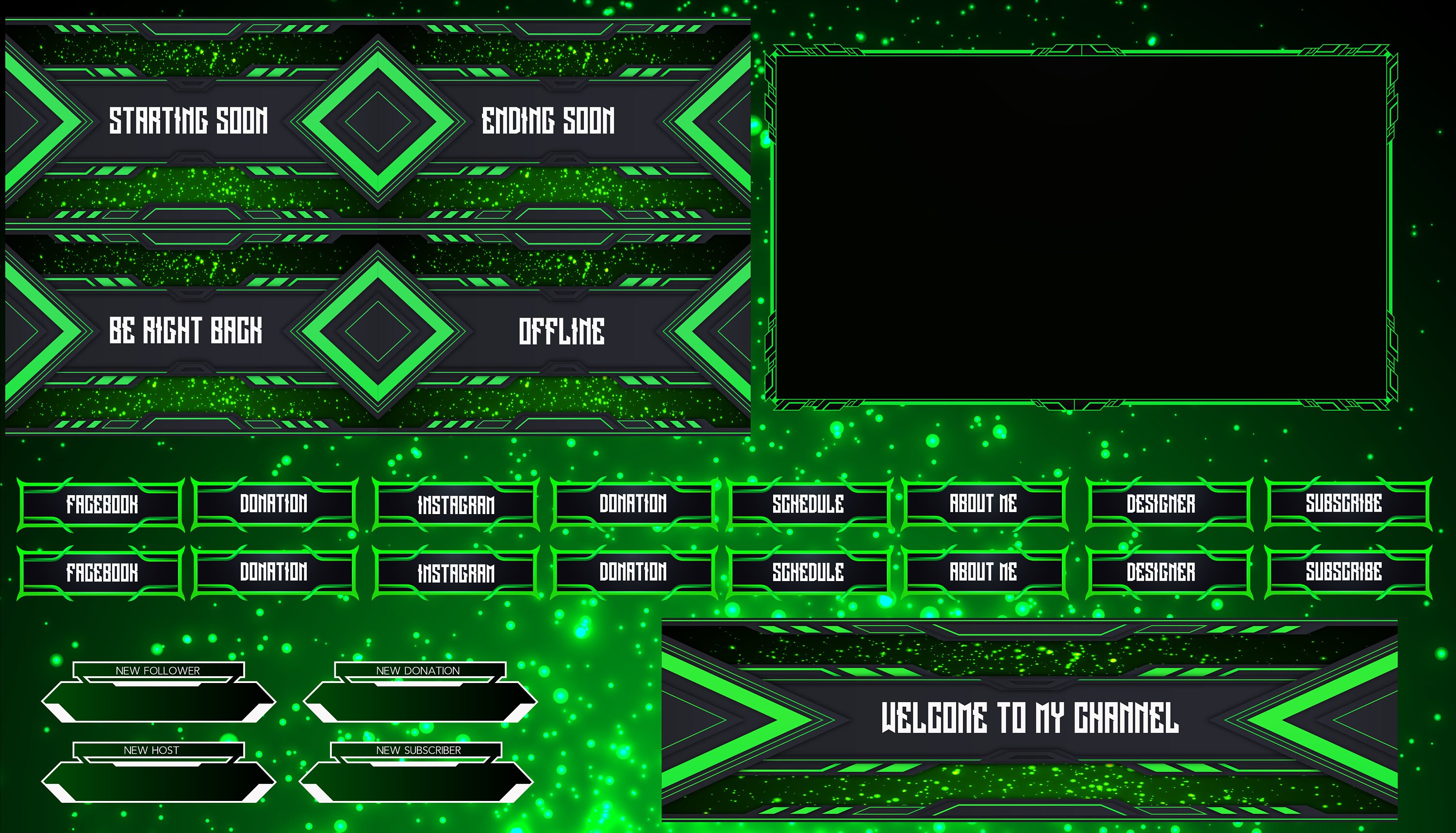 Twitch overlay and twitch layout in 4 different colours | Etsy