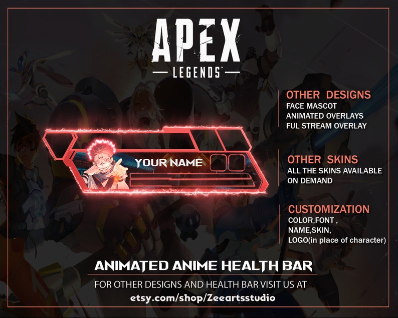 Animated Anime Character, Custom Apex Legends Health Bar Overlay for ...
