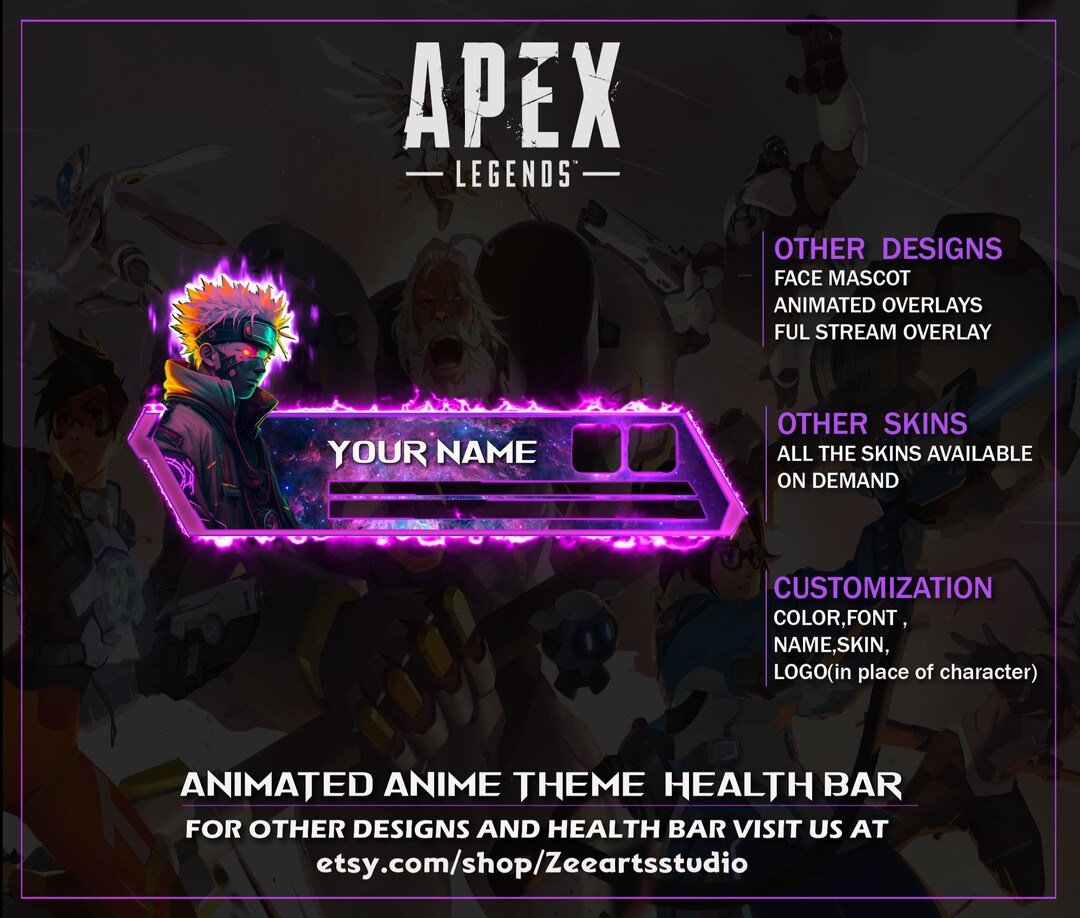 Animated Anime Character Custom Apex Legends Health Bar - Etsy