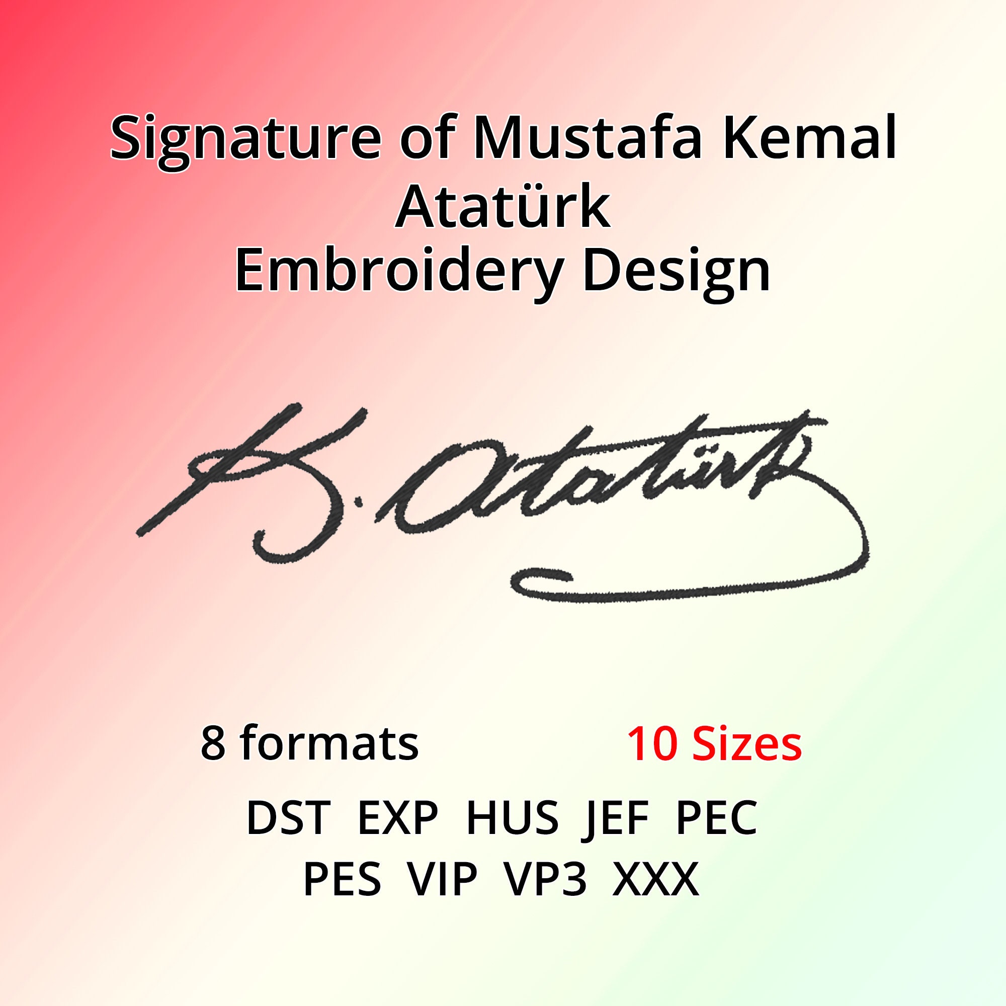 Signature of Mustafa Kemal Ataturk Embroidery Design - Etsy