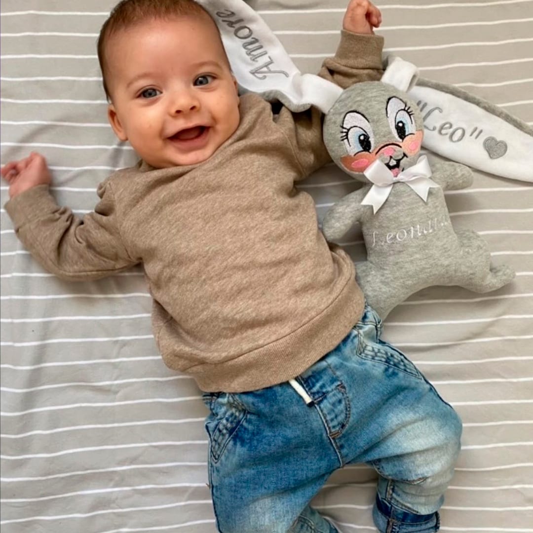 Personalized Cuddly Toy Rabbit With Name Gift for Birth Sleeping Toy ...