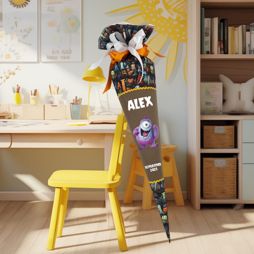 School Cone 70 Cm Matching School Bag Monsters ABZ for Boys and Girls ...