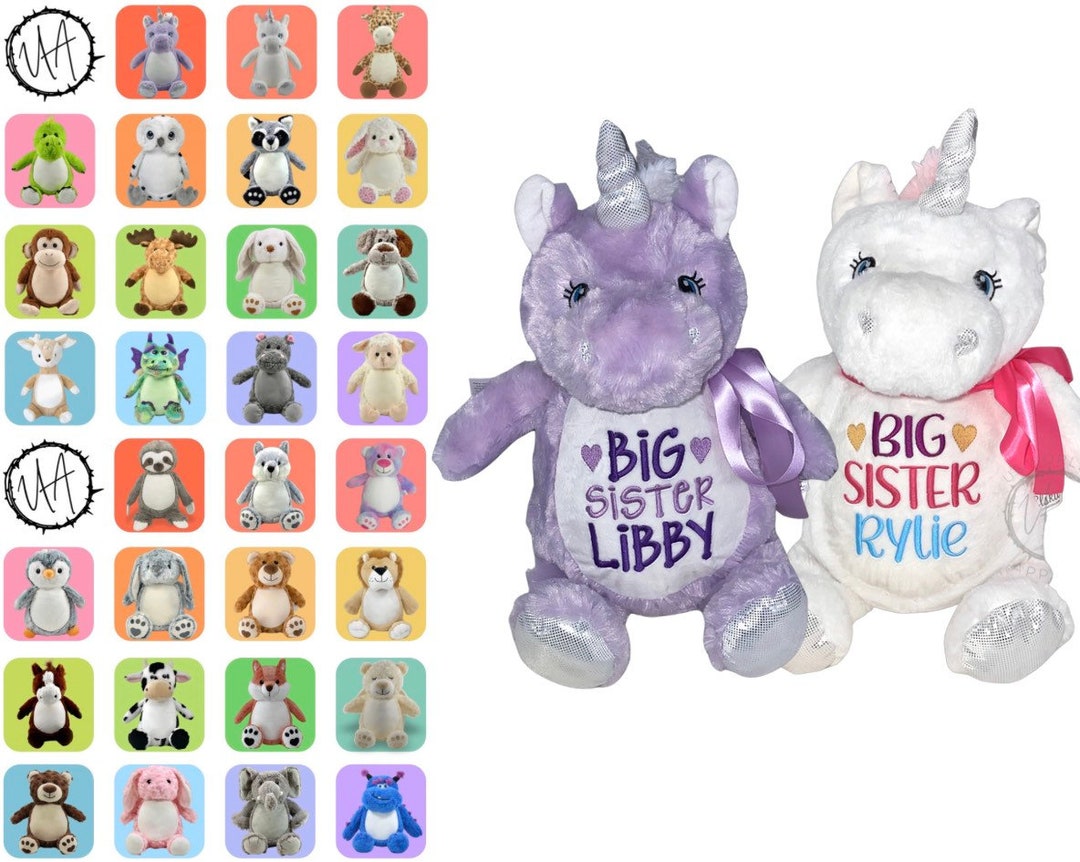 Sibling Stuffed Animal, Personalized Sibling Stuffy, Baby Announcement ...