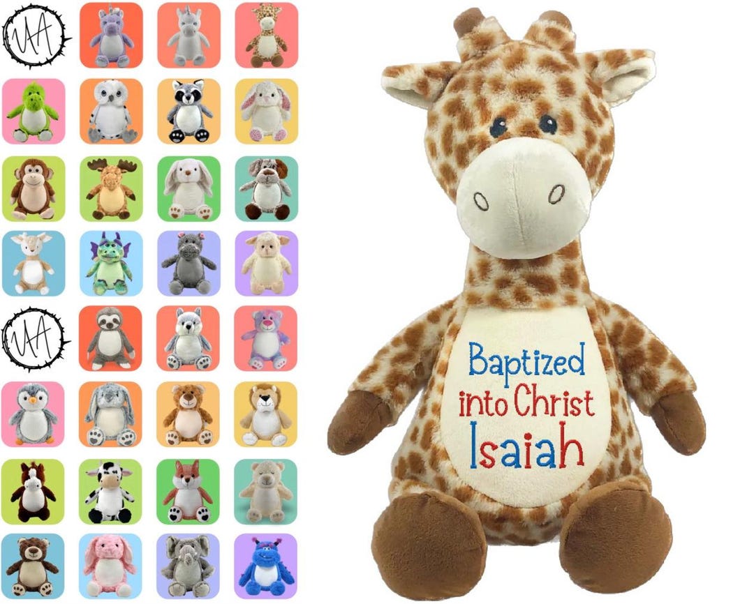 Personalized Baptism Stuffed Animal, Christian Baby Baptism Gift, Baby ...