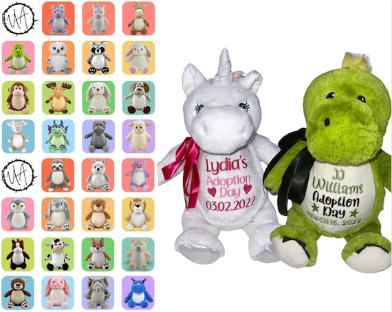 Personalized Adoption Stuffed Animal Embroidered Adoption Day - Etsy