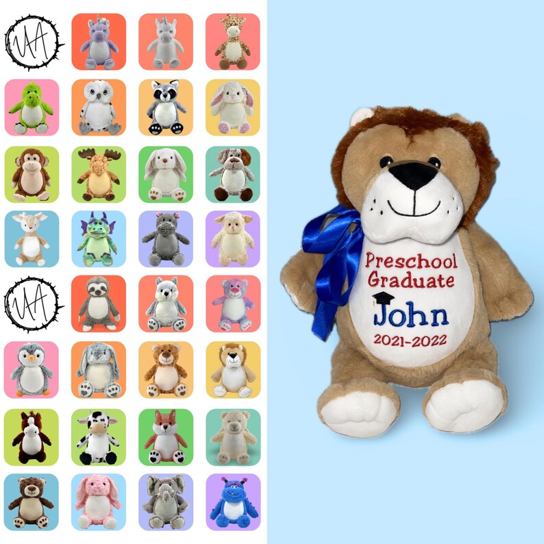 Embroidered Graduation Stuffed Animal, Custom Class of 2026 Gift, Kids ...