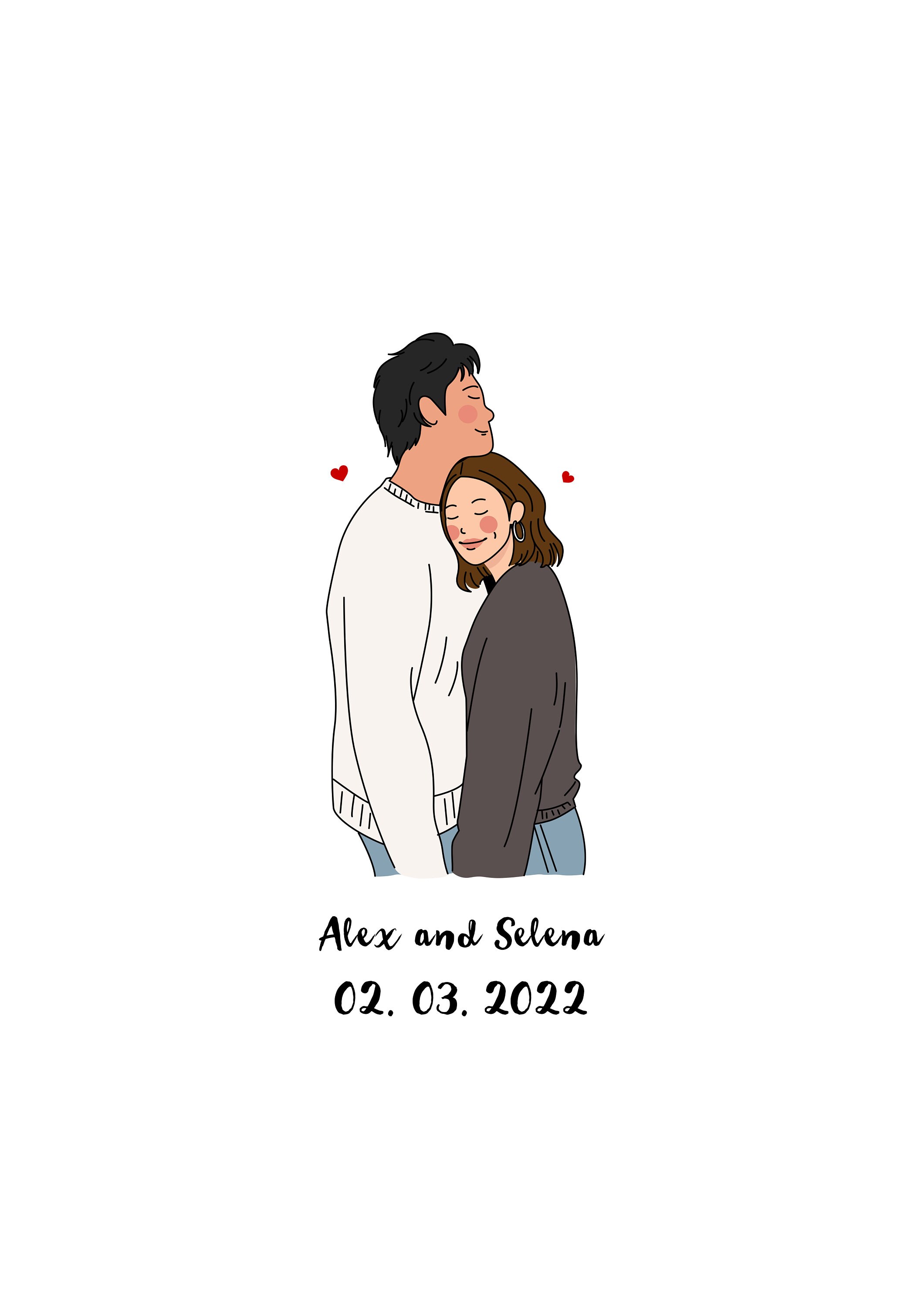 Custom Digital Drawing, Personalized Family, Pet, or Couple ...