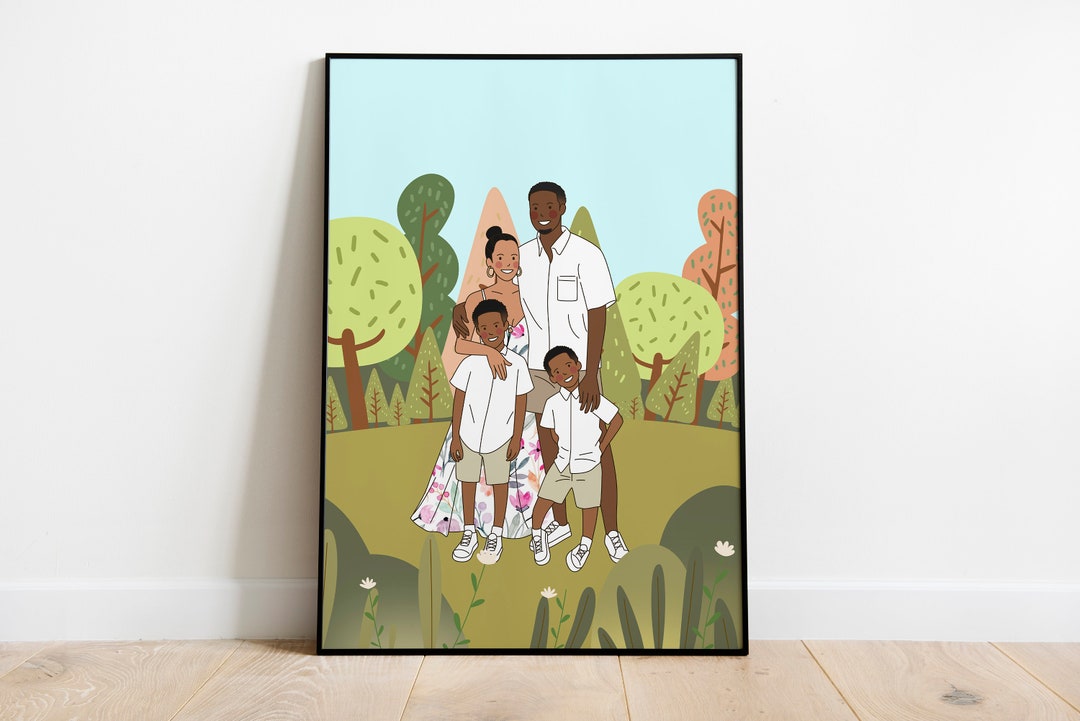 Custom Digital Drawing, Personalized Family, Pet, or Couple ...