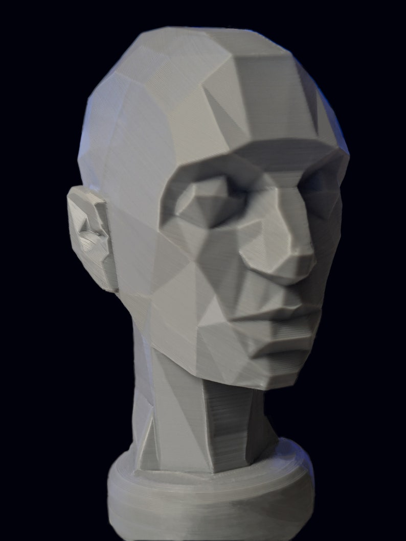3D Printed POSEABLE Asaro Head Low Poly Human Head Cast Model for ...