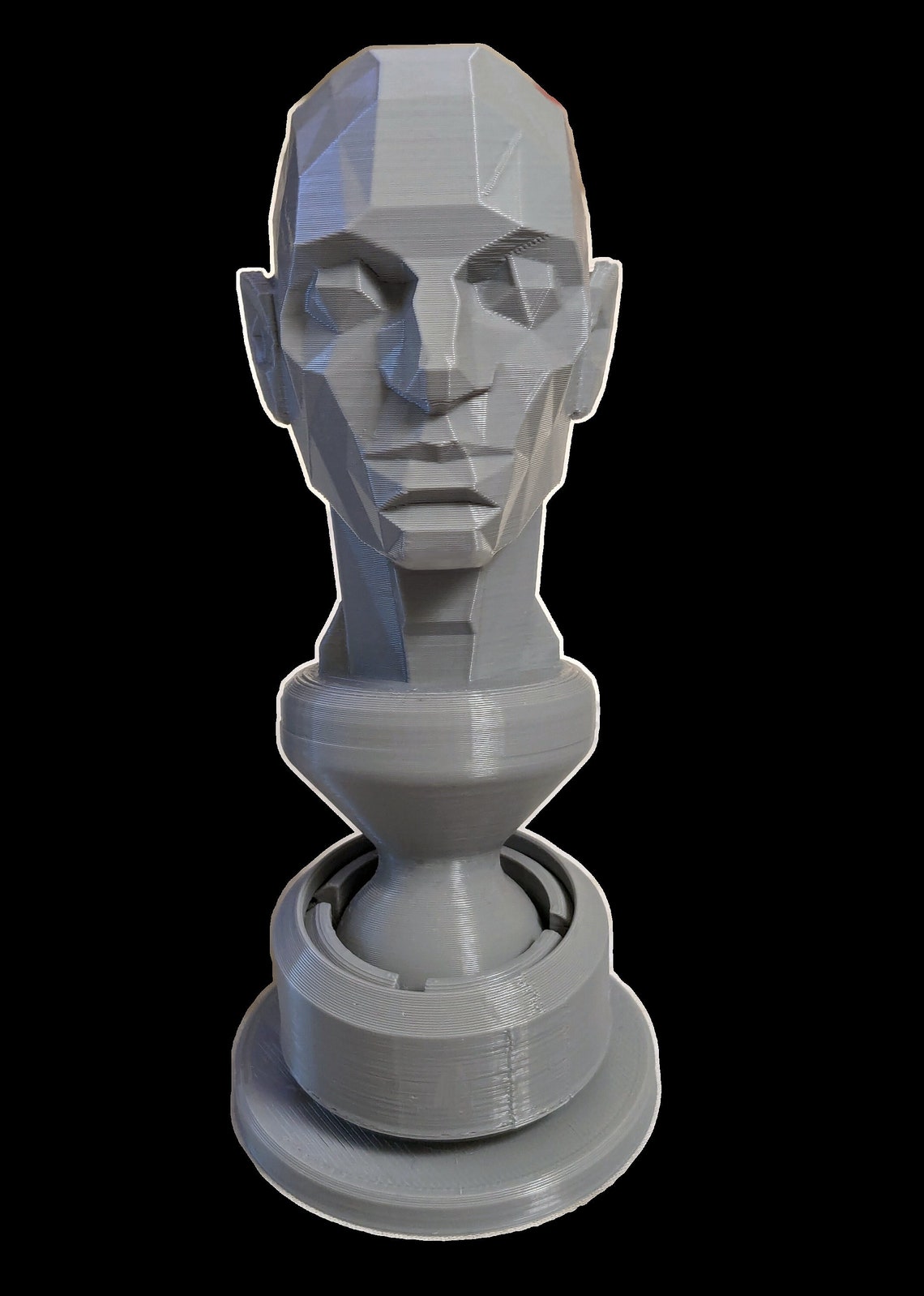 3D Printed Poseable Asaro Head Low Poly Human Head Cast Model for ...