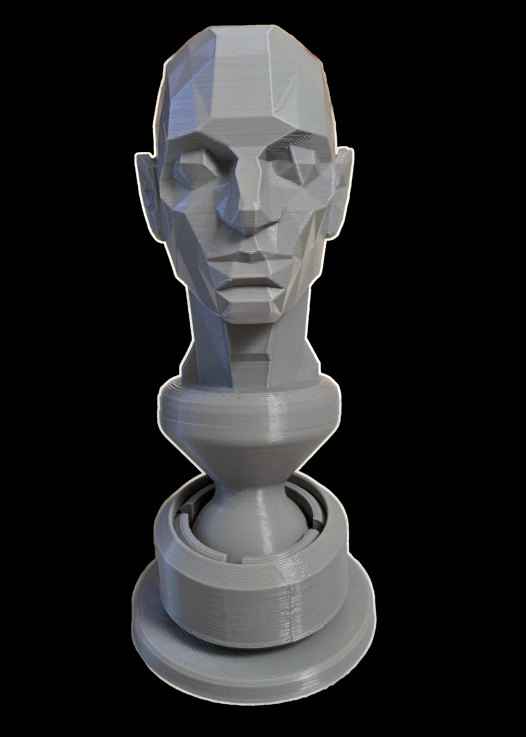 3D Printed Poseable Asaro Head Low Poly Human Head Cast Model for ...