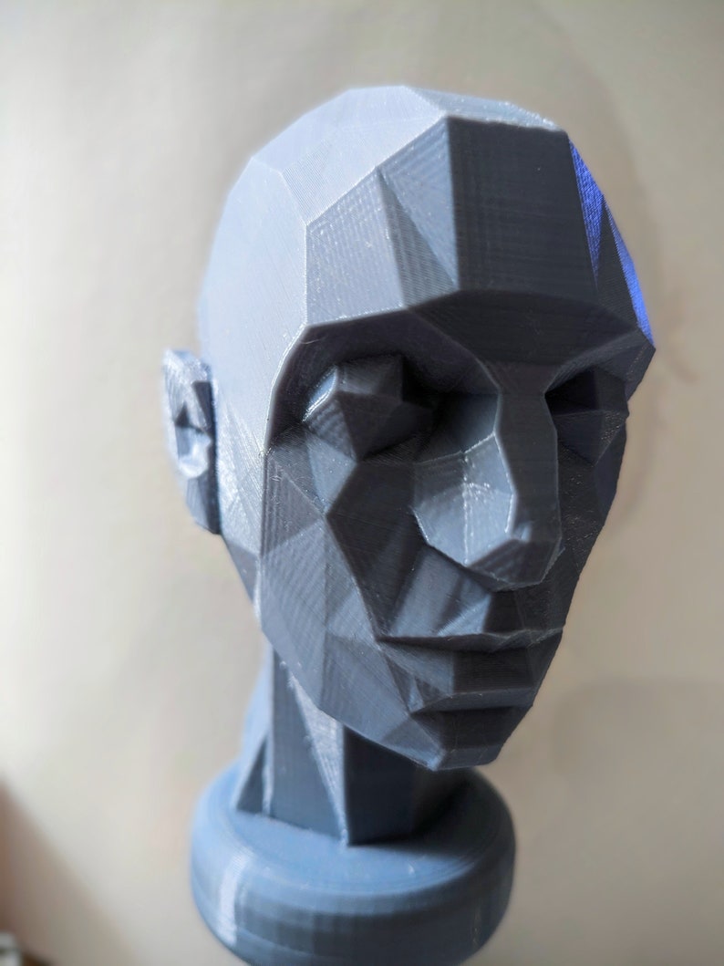 3D Printed POSEABLE Asaro Head Low Poly Human Head Cast Model for ...