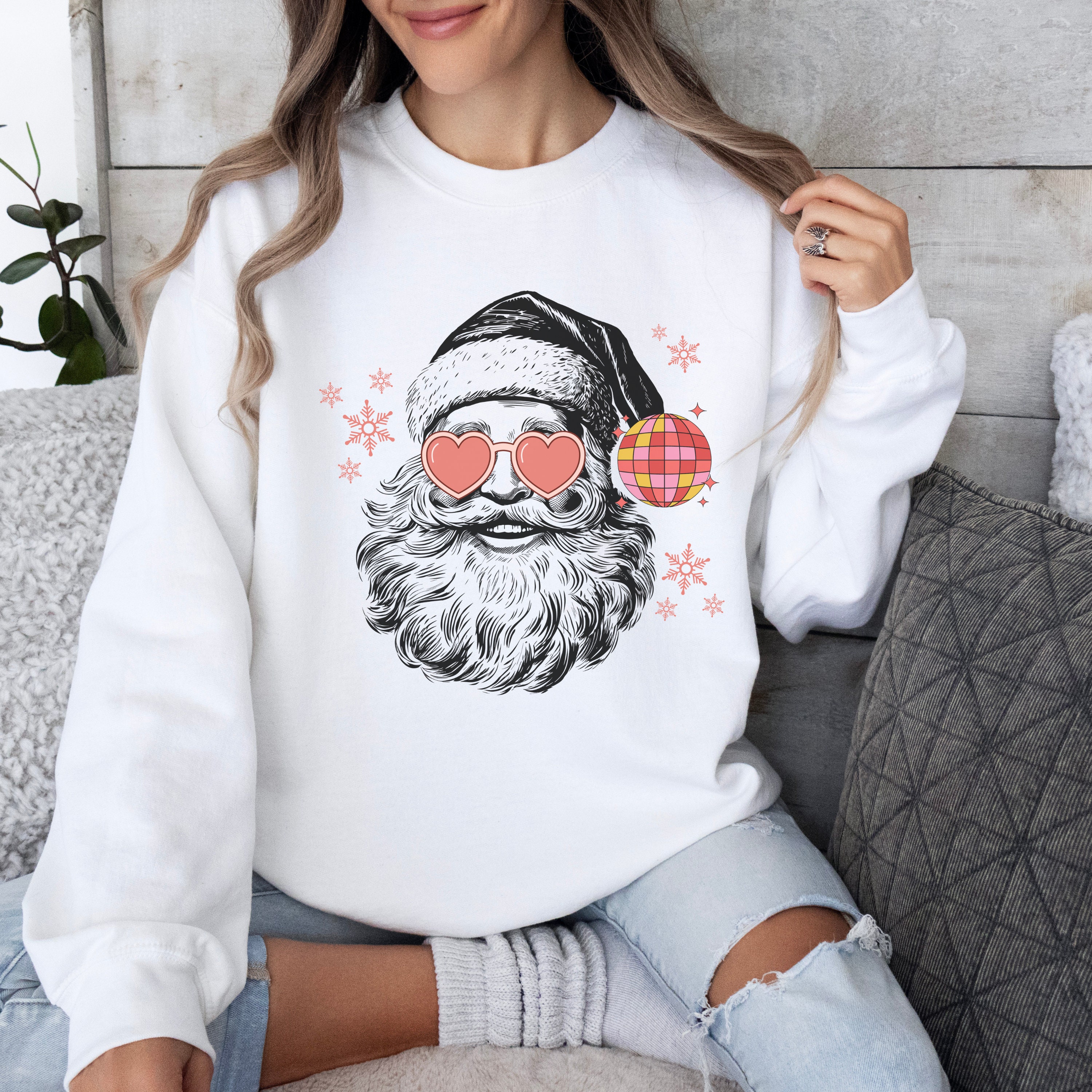 Disco Santa Sweatshirt Pink Santa Sweatshirt Preppy Stuff Preppy ...