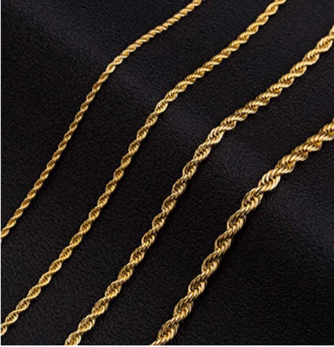 14K Gold Rope Chain Necklace, Solid Chain, Layering Necklace, Dainty ...