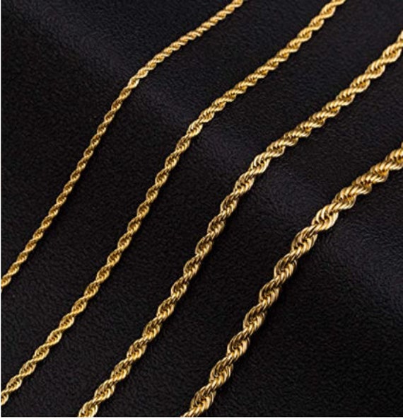 14K Gold Rope Chain Necklace Solid Chain Layering Necklace - Etsy