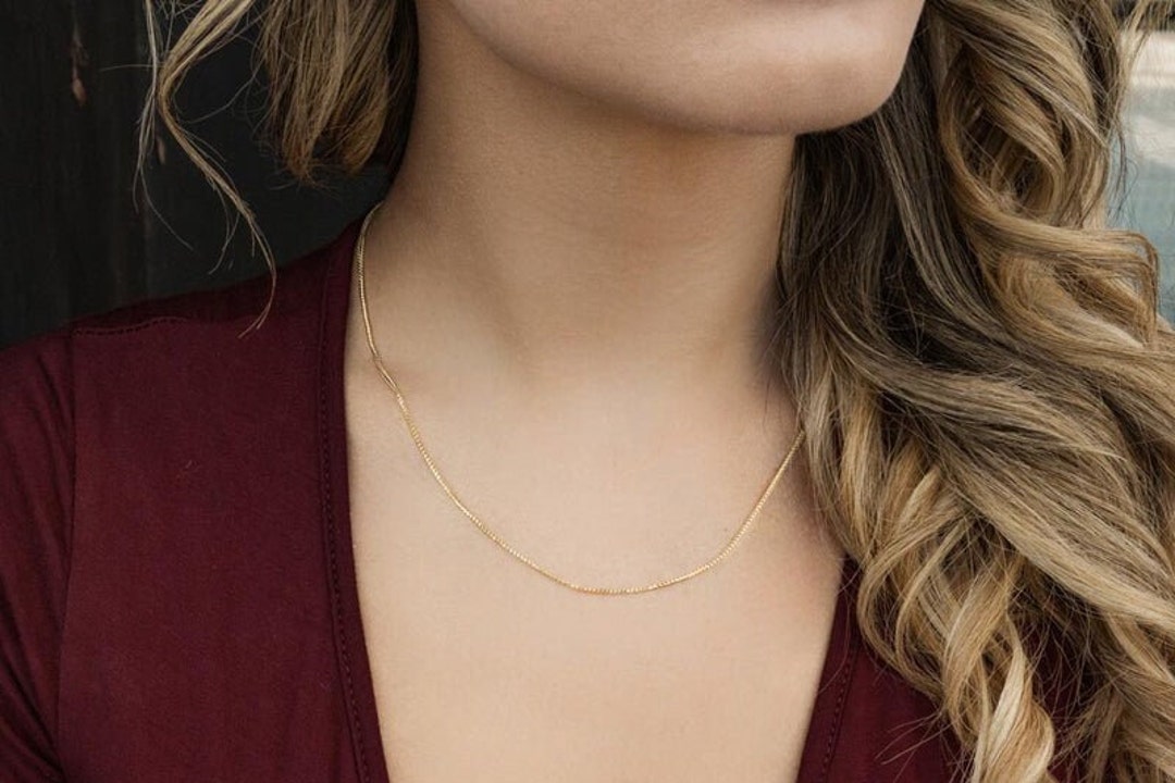 14K Gold Delicate Chain Necklace, Simple Necklace, Thin Gold Franco ...