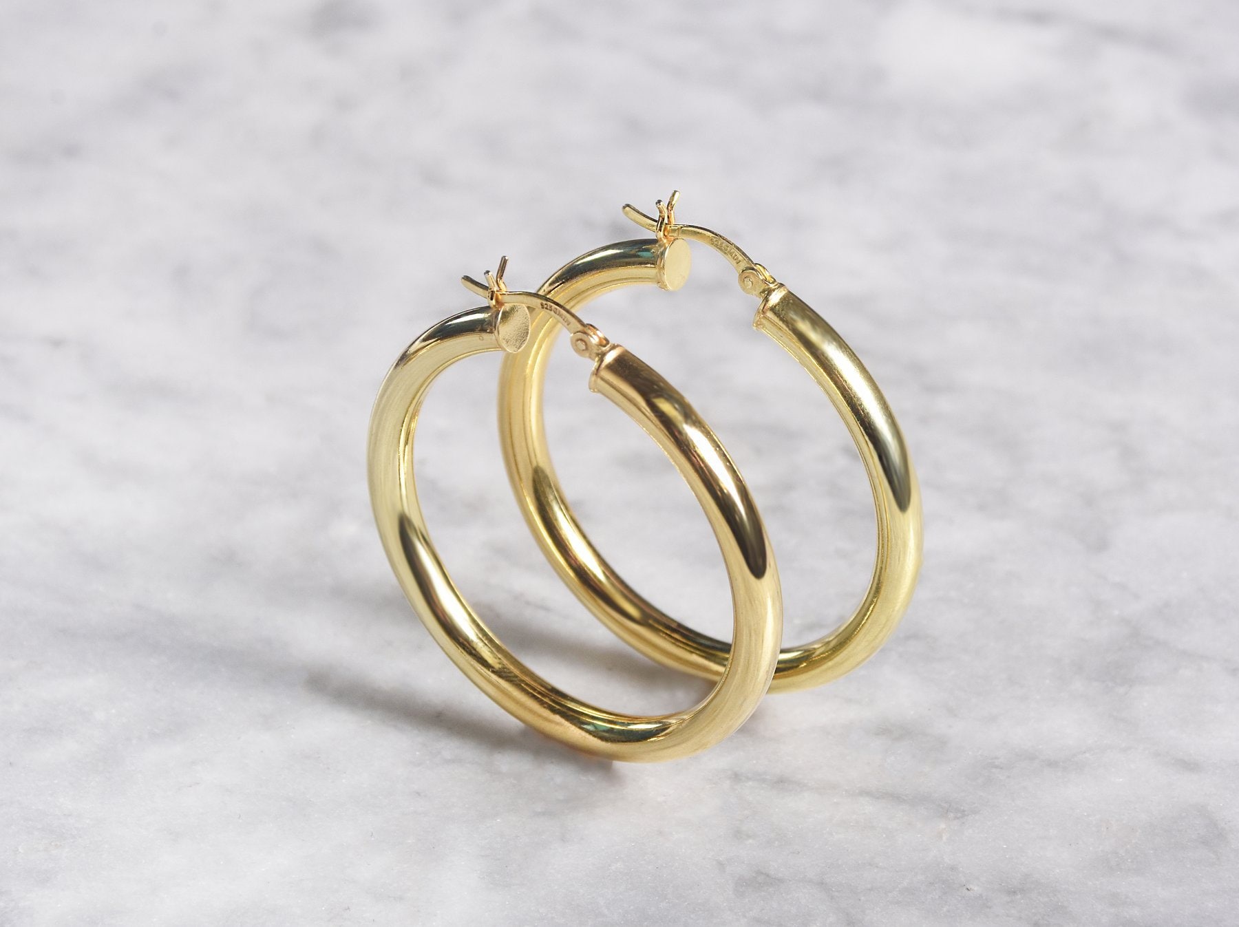 14K Gold 4MM Hoop Earrings Sizes 40mm50mm60mm70mm - Etsy